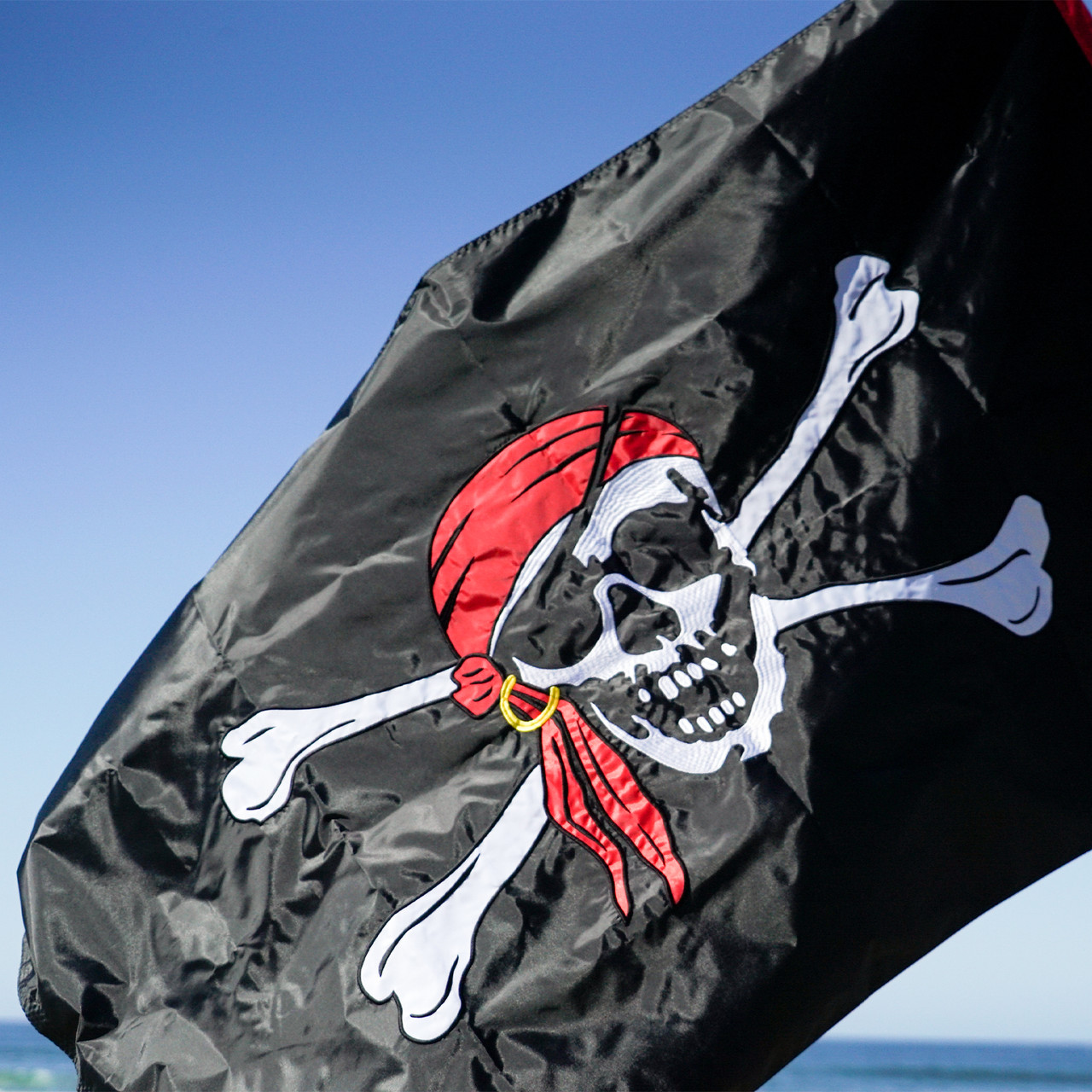 Jolly Roger Embroidered 3x5 Double Sided Grommet Flag - Kite Garden