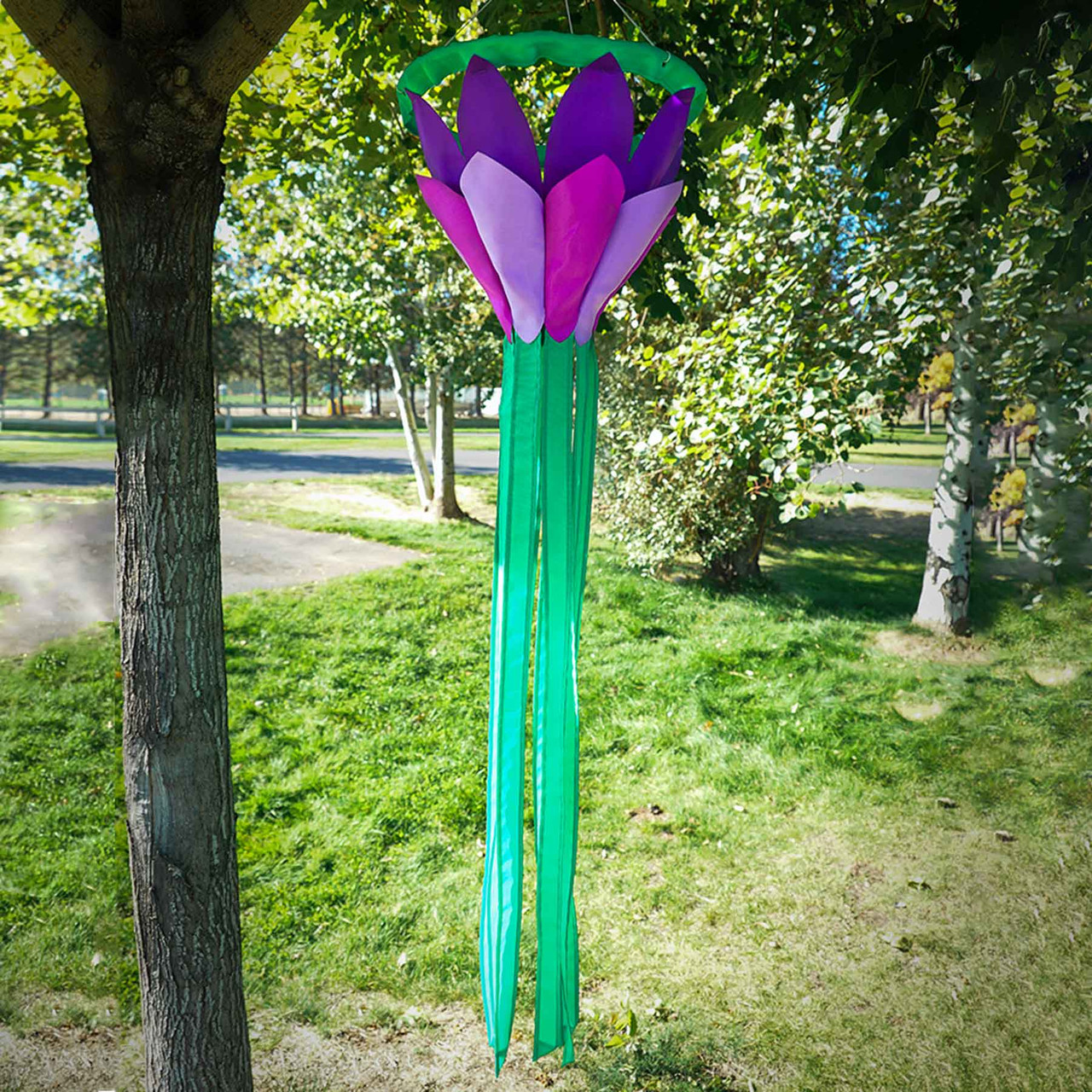 Purple 38-inch Lotus Flower Windsock - Kite Garden