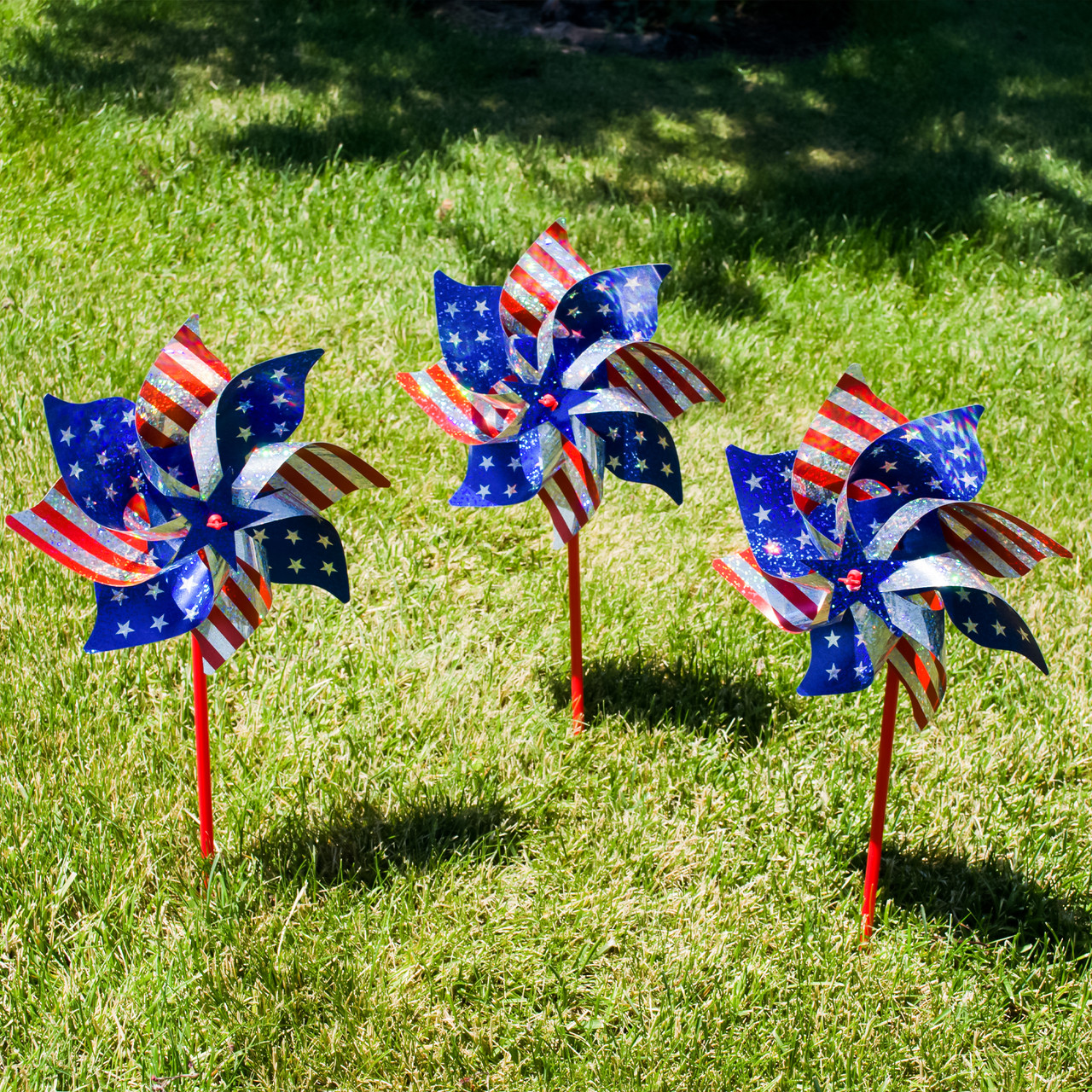 Mylar Pinwheels - Stars and Stripes - 8 PC - Kite Garden