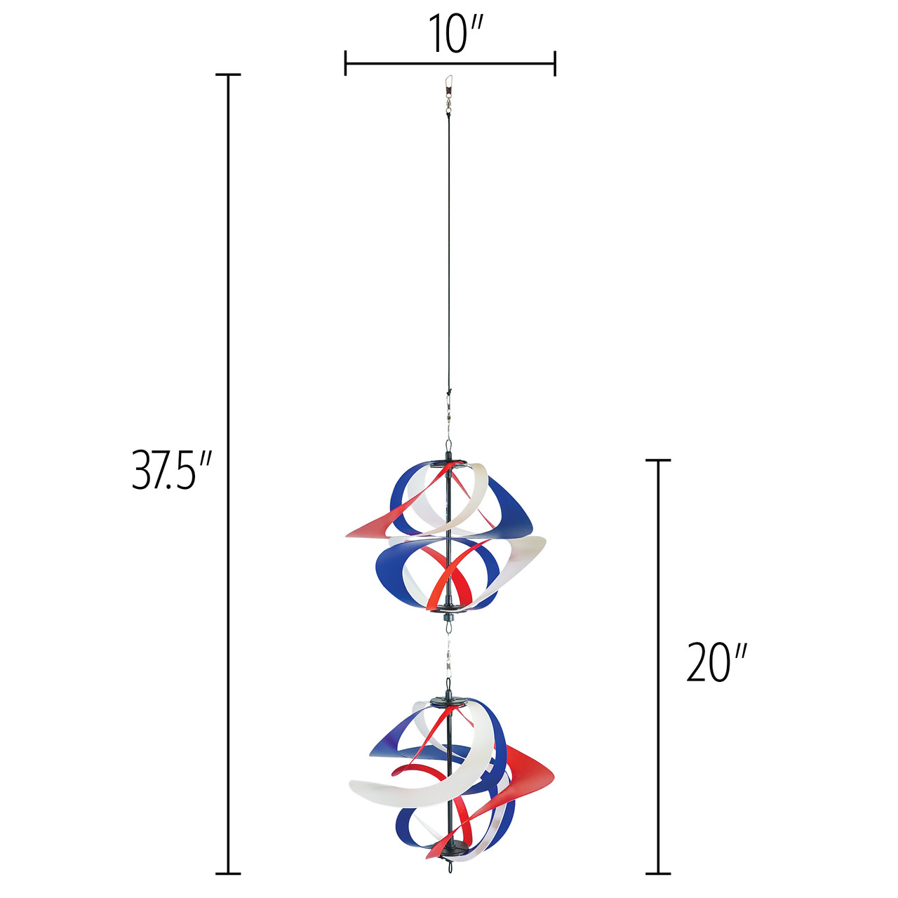 Red, White and Blue Poly Vortex Double Spinner - Kite Garden