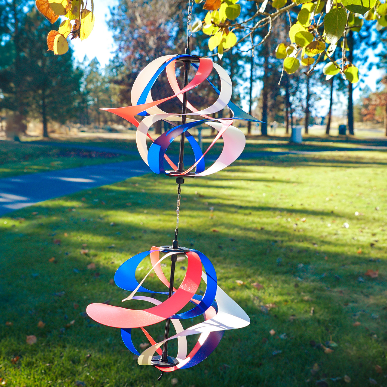 Red, White and Blue Poly Vortex Double Spinner - Kite Garden