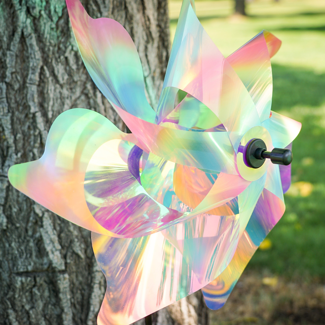18-inch Striped Iridescent Pinwheel Spinner - Kite Garden