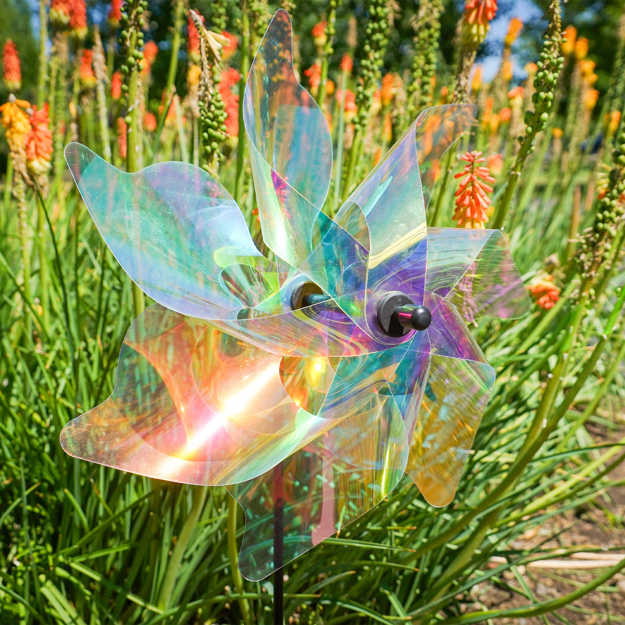 12-inch Iridescent Pinwheel Spinner - Kite Garden