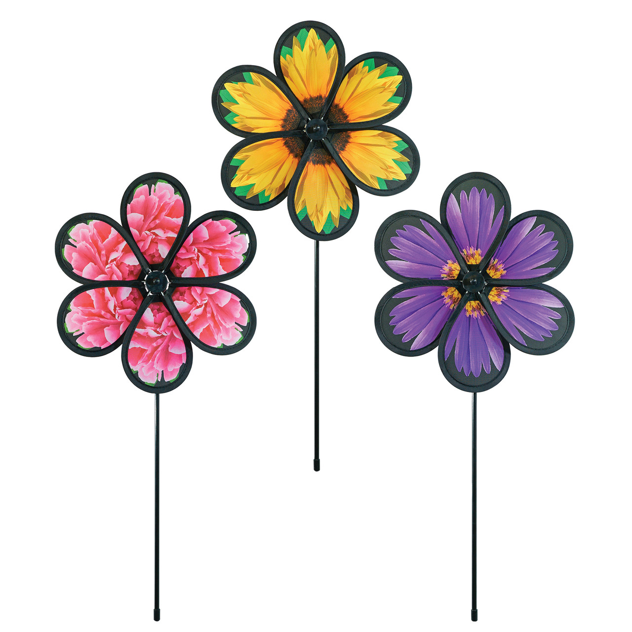 10-inch Realistic Flower Spinner Assortment - 3 Pack - Kite Garden