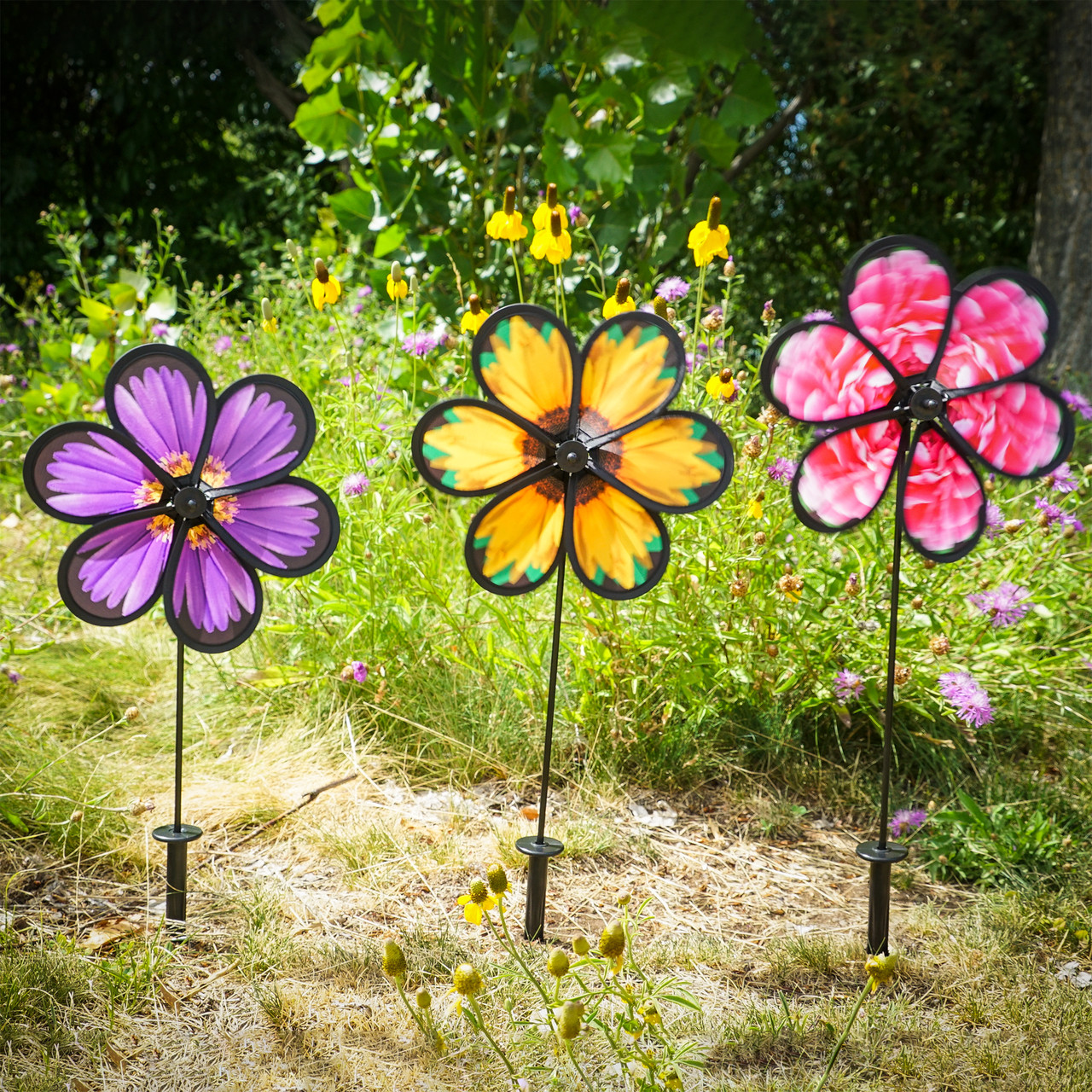 10-inch Realistic Flower Spinner Assortment - 3 Pack - Kite Garden