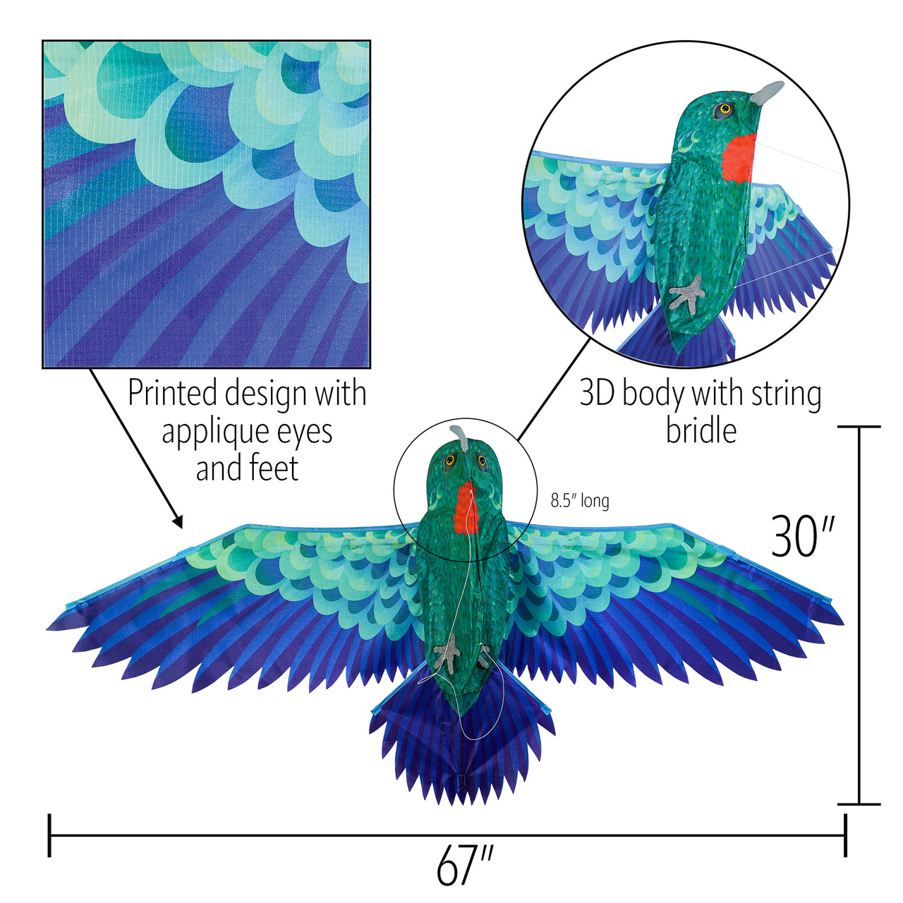 3D Hummingbird Kite - Kite Garden