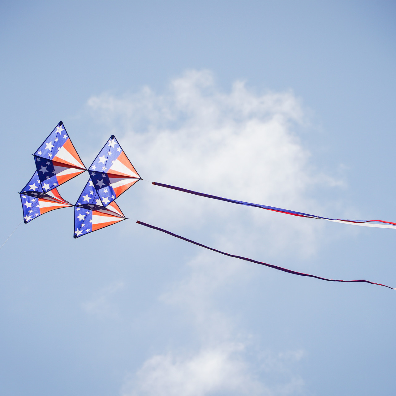 Stars & Stripes Tri-Kite Large Patriotic Cellular Single-Line Kite with ...