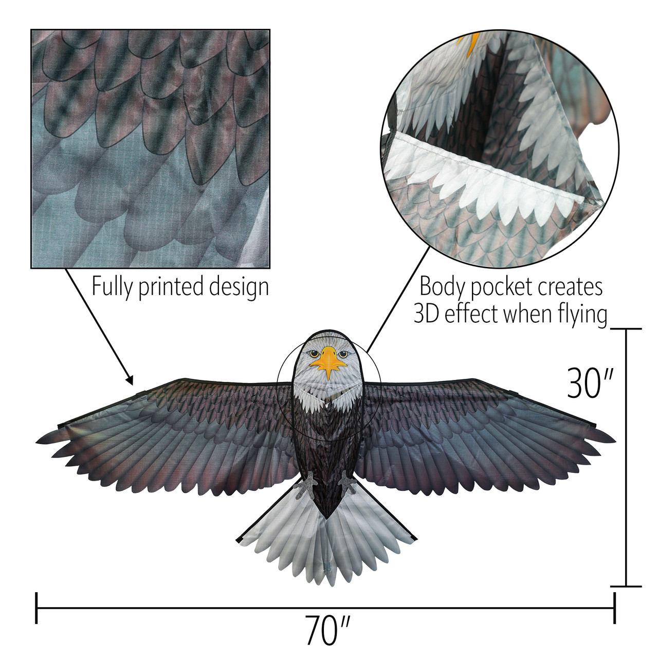 70-inch Bald Eagle Kite - Kite Garden