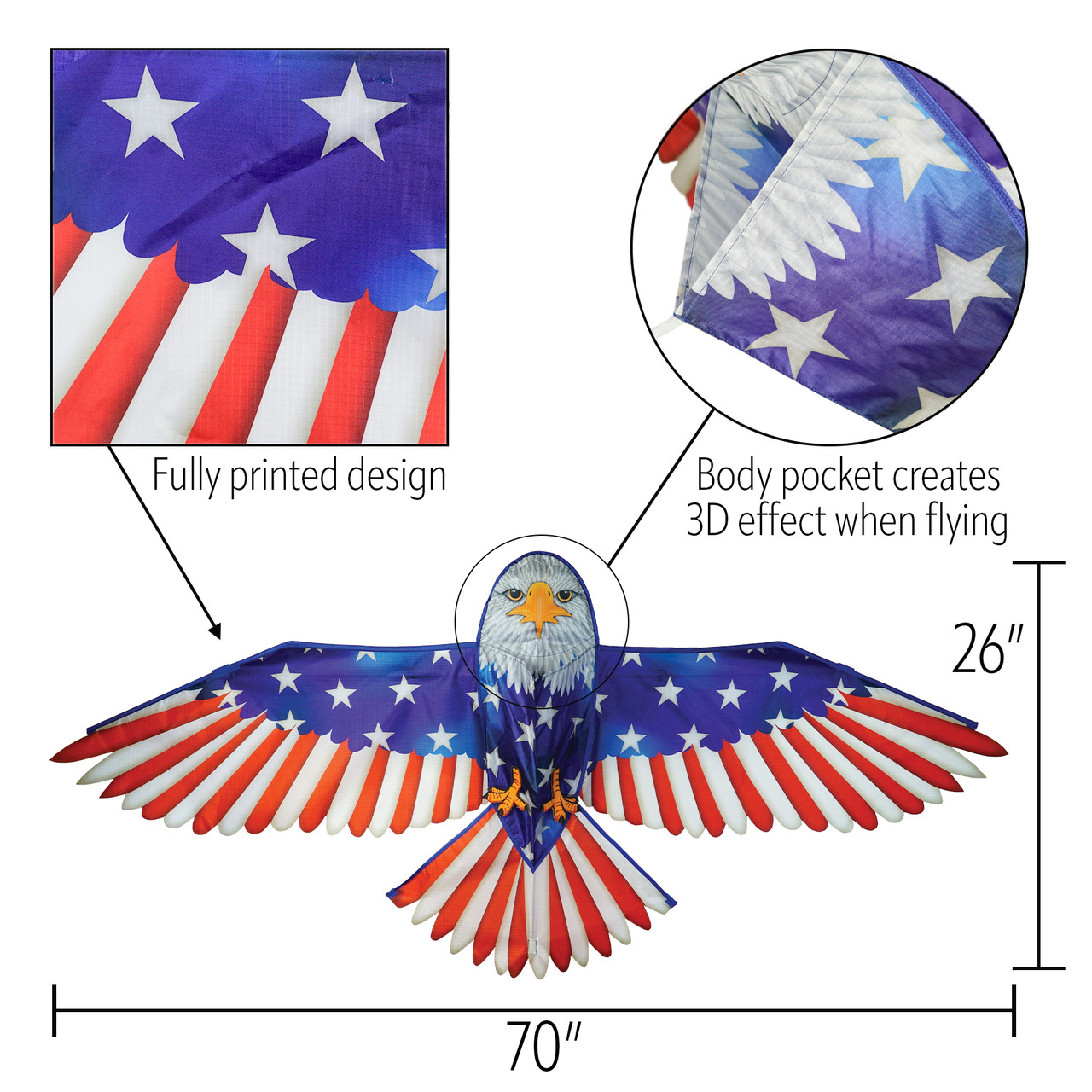 70-inch Patriotic Bald Eagle Kite