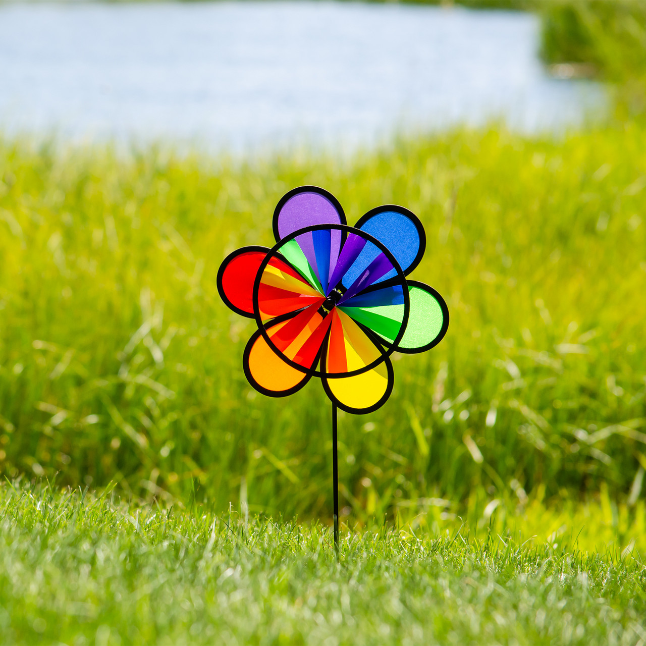 12-inch Rainbow Double Flower Wheel Combo Spinner - Kite Garden