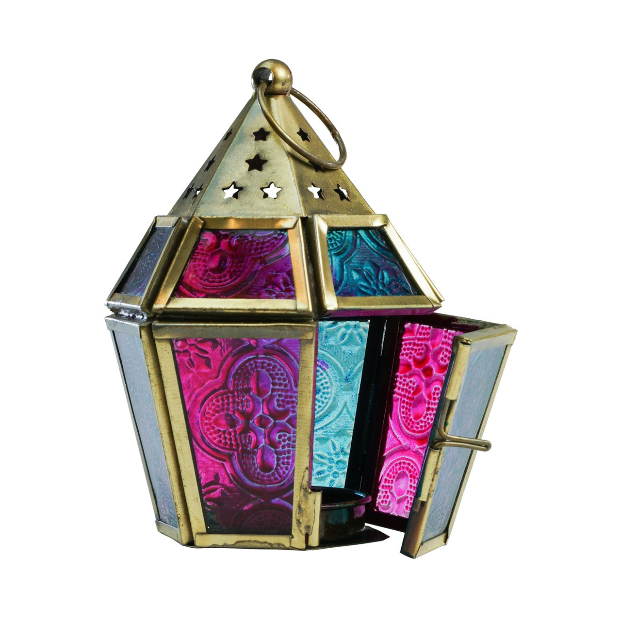 Teal & Pink Mini Hex Tealight Lantern - Kite Garden