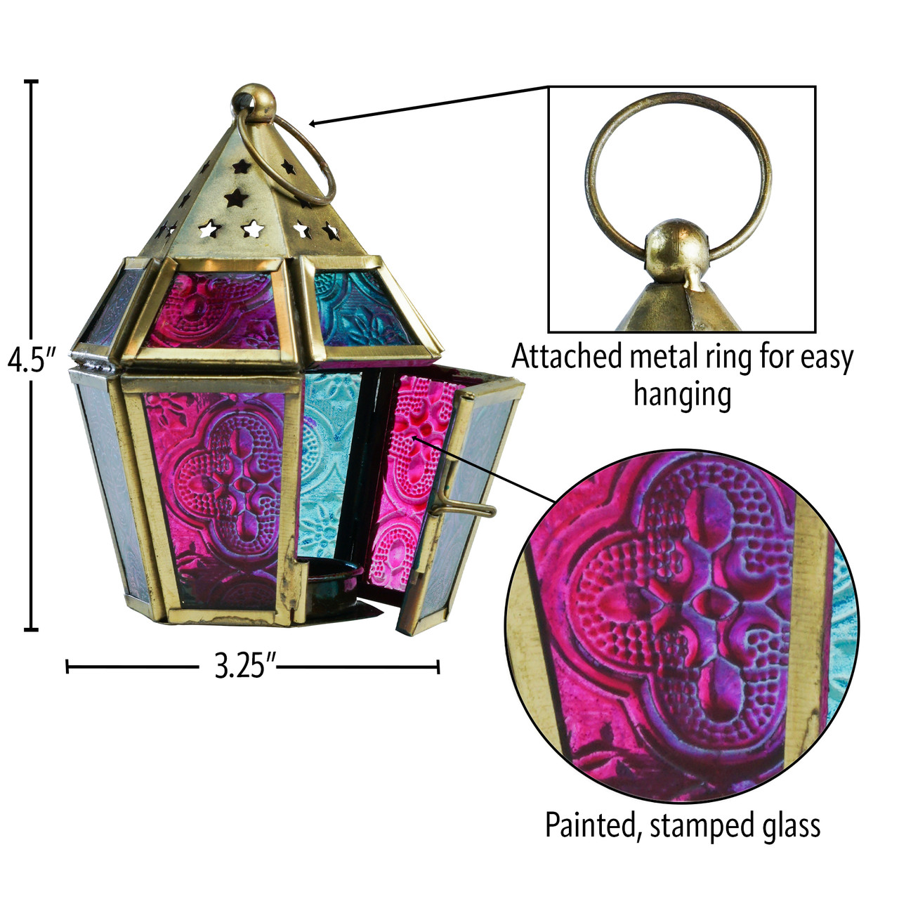 Teal & Pink Mini Hex Tealight Lantern - Kite Garden