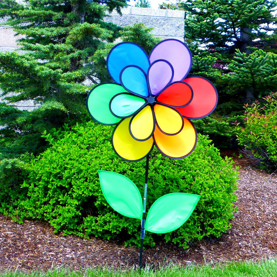 12 Petal Flower with Leaves Double Wheel Spinner - Kite Garden
