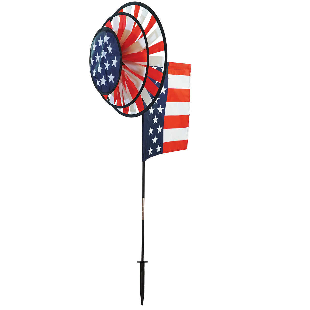 USA Flag Dual Spinner Wheels with Garden Flag - Kite Garden