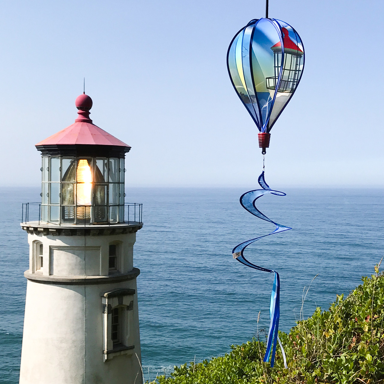 Coastal Lighthouse 6-Panel Hot Air Balloon Spinner - Kite Garden