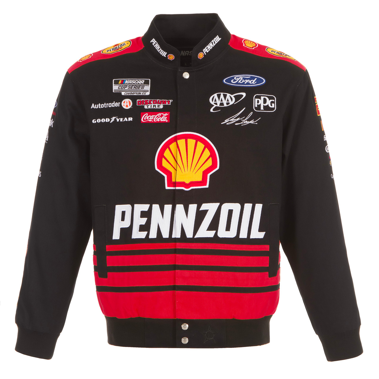 Joey Logano Nascar JH Design Shell Pennzoil Twill Uniform Full-Snap Jacket