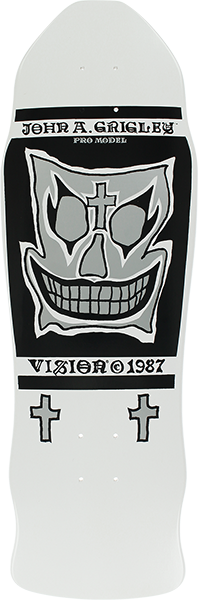 Vision Grigley I Skateboard Deck-9.5X30 Wht/Sil W/Mob Grip ...