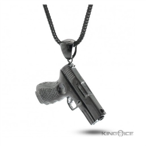King Ice Solid Glock Chain 14K Black Gold Large | Boardparadise.com