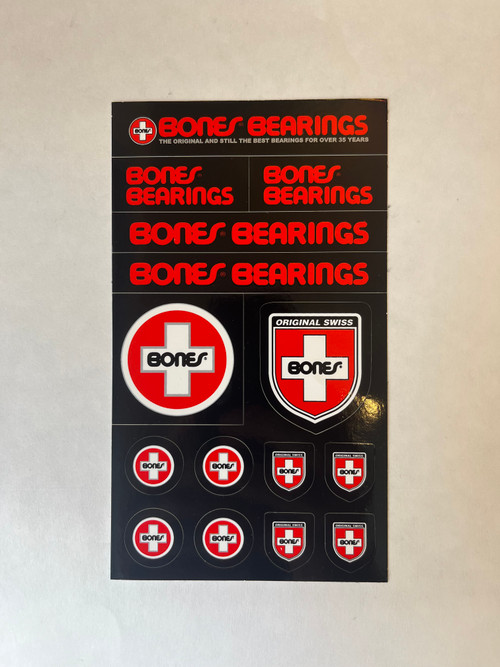 Bones Sticker Decal Sheet Black Red 4X8 | Boardparadise.com