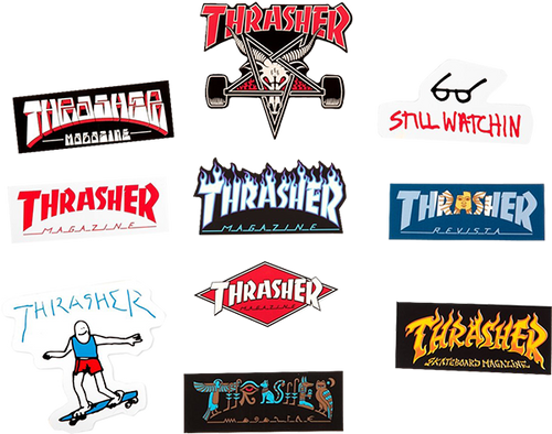 Thrasher 10 Pack Collage Assorted Decals | Boardparadise.com