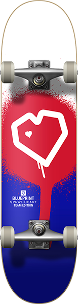Blueprint Spray Heart Complete-7.75 Red/Blue | Boardparadise.com