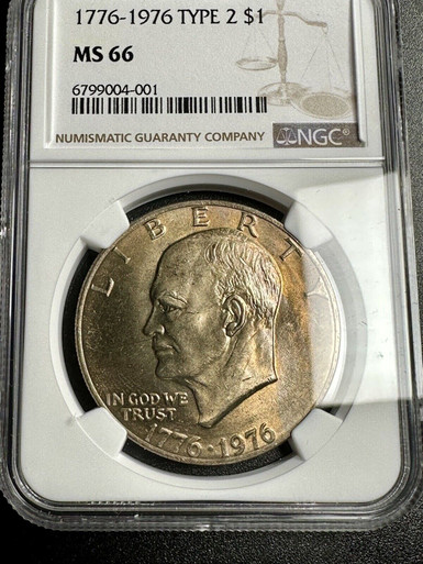 1976-P Type 2 Eisenhower Dollar NGC MS66 - Top Grade Exact Coin | Tommy ...