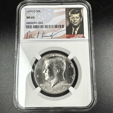 1974-D Kennedy Half Dollar Denver NGC MS65 - JFK Signature Label ...