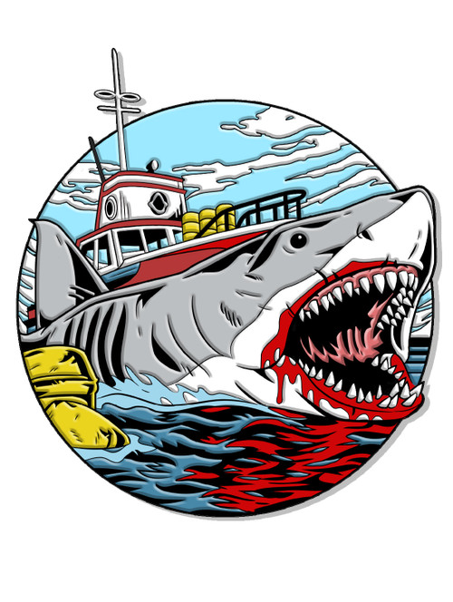 Jaws Enamel Pin - Alleycat Graphics