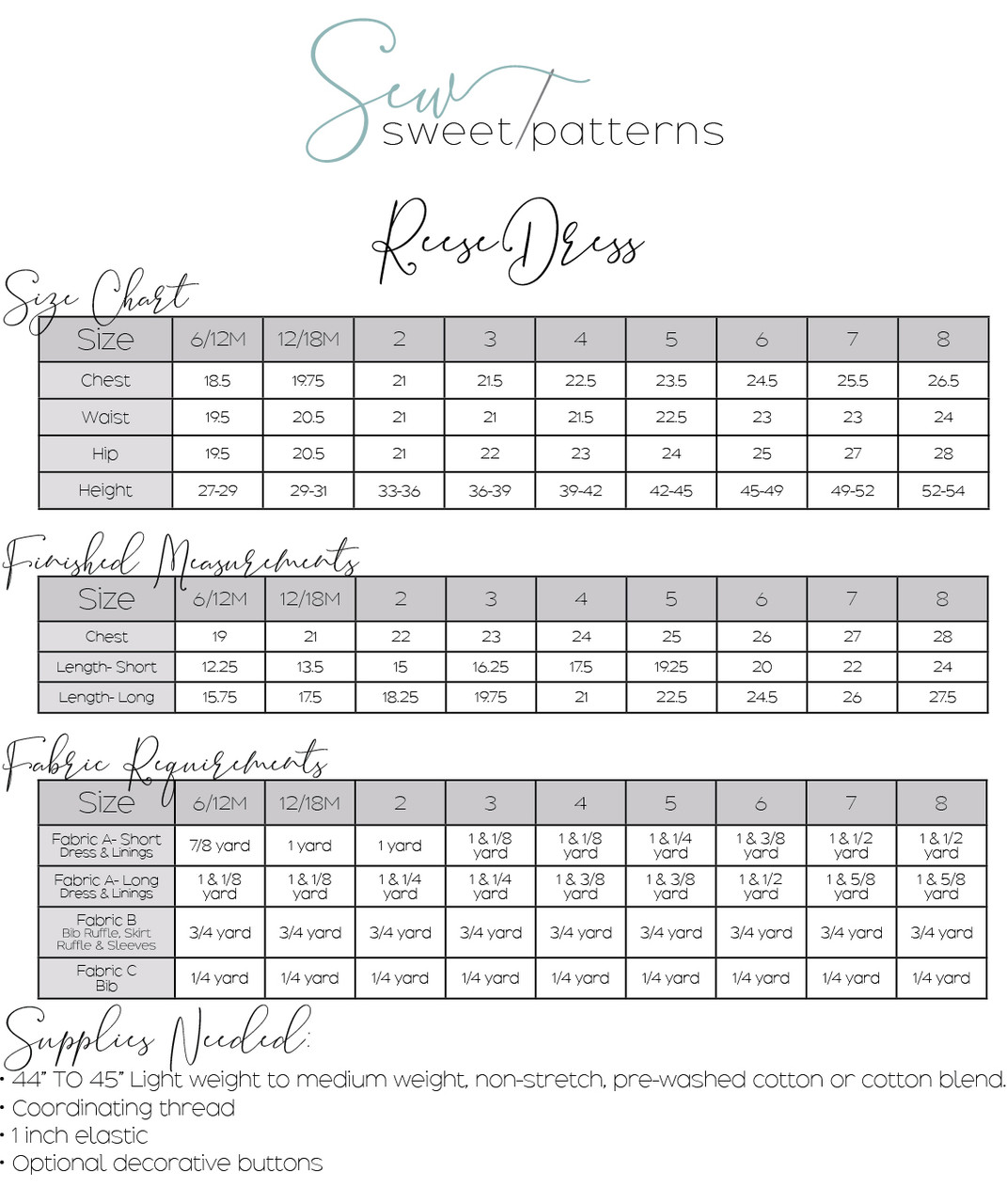 REESE DRESS PDF Sewing Pattern & Tutorial - Sew Sweet Patterns