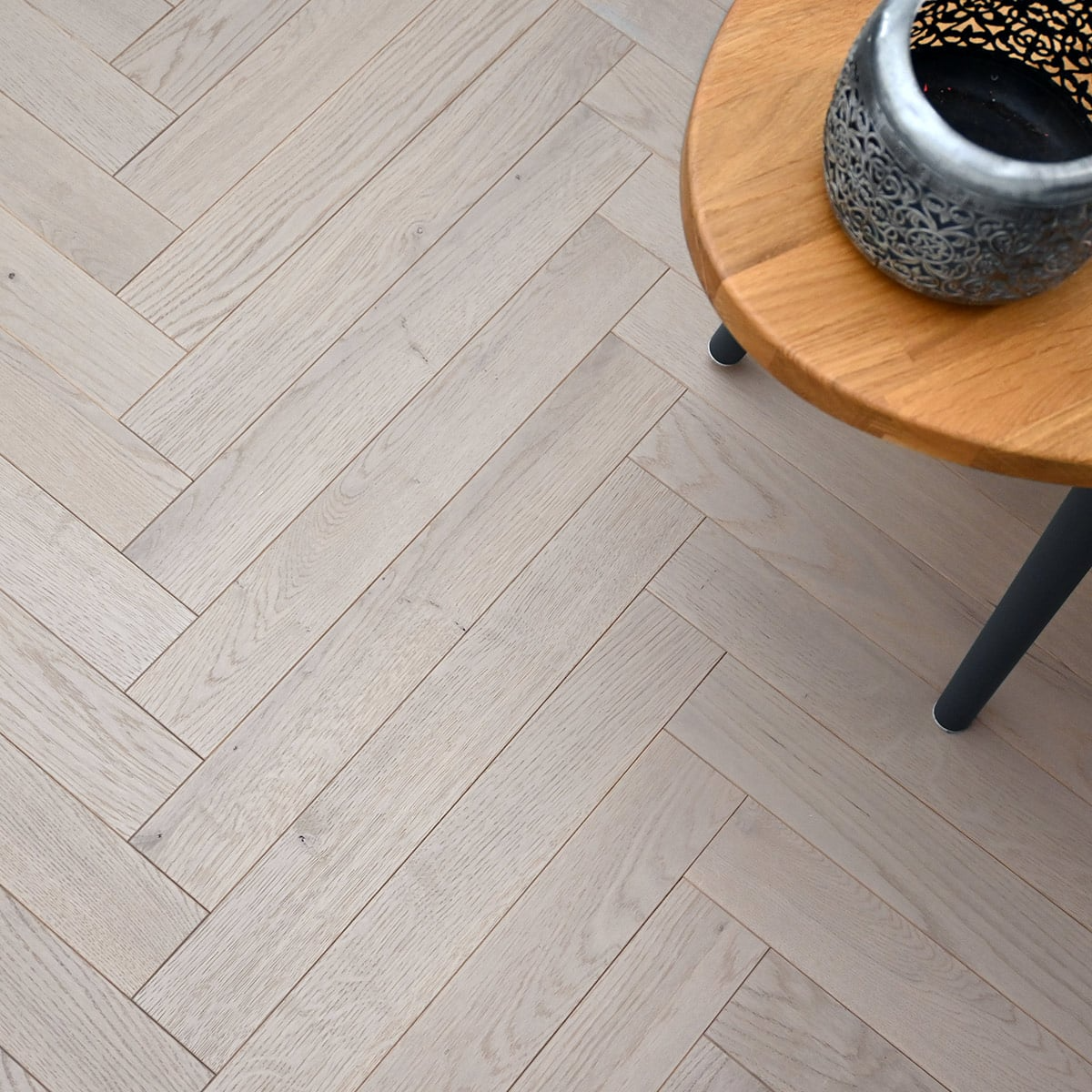 Tundra Herringbone Misty Grey Oak Brushed & Colour Oiled Rustic Oak