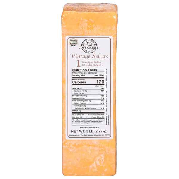 CHEDDAR YELLOW AGED 1 YEAR (5#) - The Food Distributor