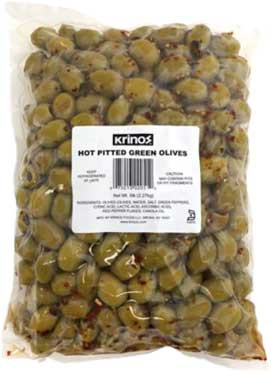 OLIVES HOT PITTED GREEN (5#) - The Food Distributor