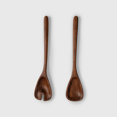 Buy Handcarved Wooden Walnut, Salad Servers, 14" by Billet & Blade ...