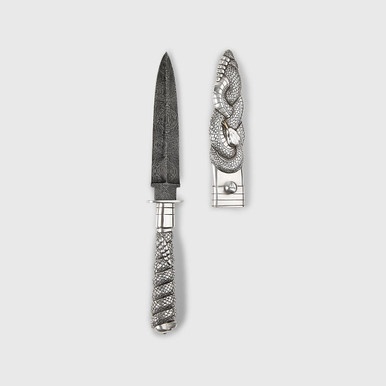 Buy Sterling Silver Reposé Snake Dagger with Damascus Blade by Nicanor ...