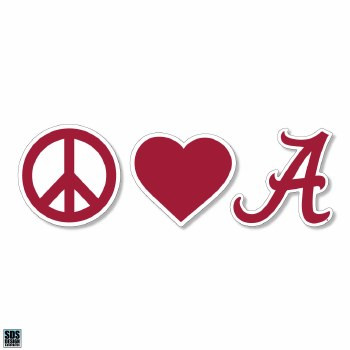 Peace, Love, Bama 6"x2" Decal