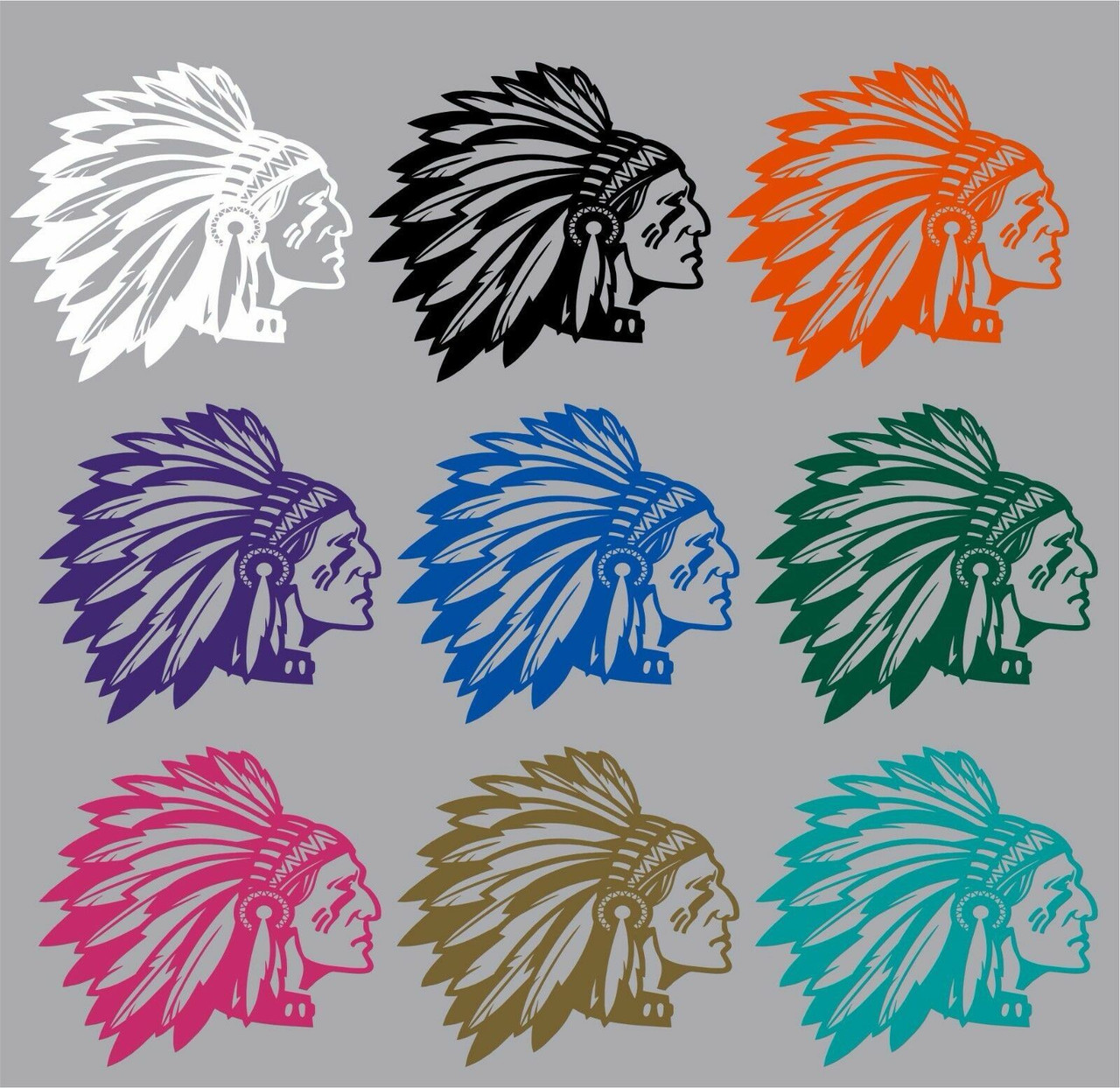 Native American Indian Face Headdress Car Truck Window Vinyl Decal Sticker