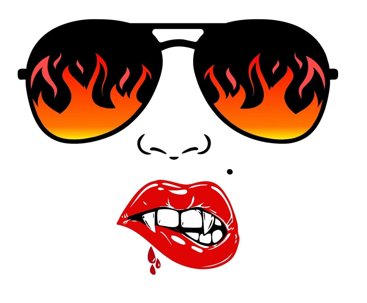 Vampire Girl Lips Blood Sunglasses Flame Car Truck Boat Window Vinyl ...