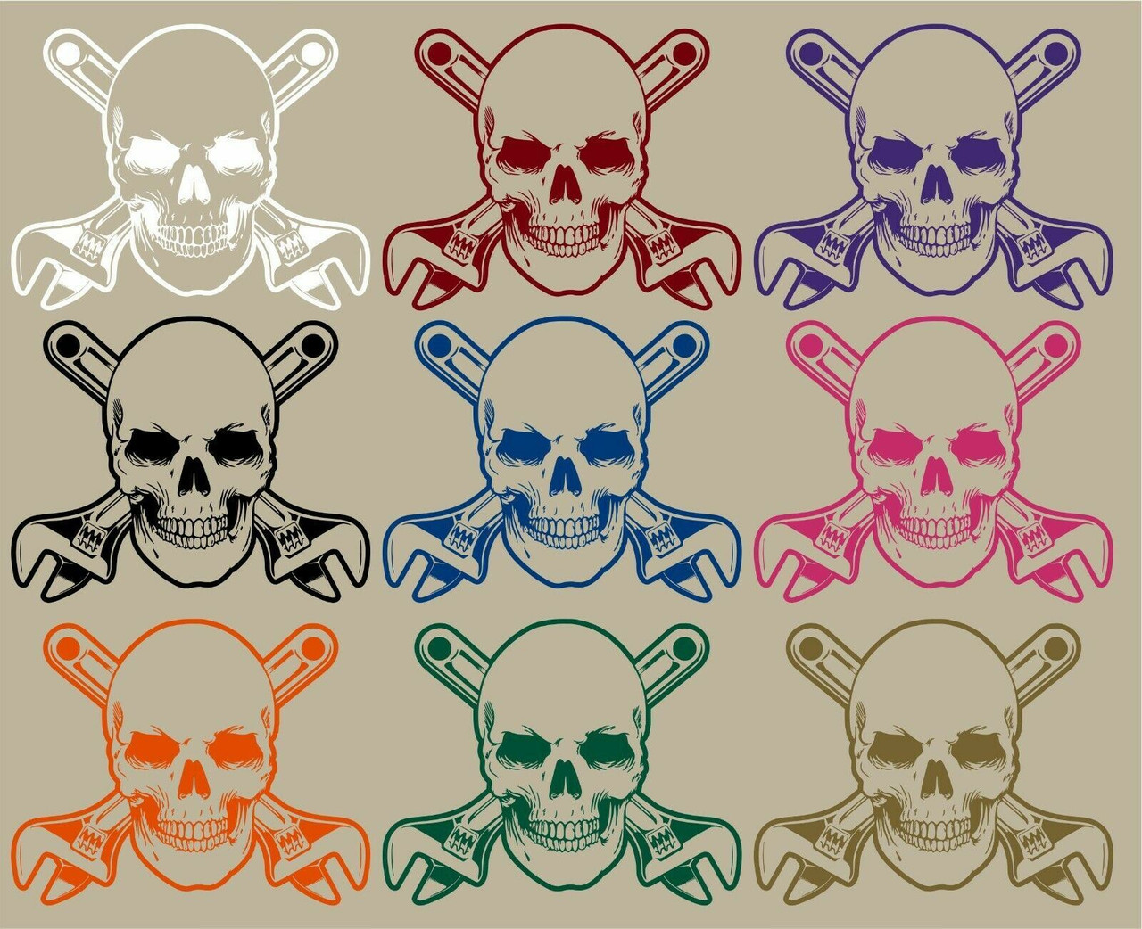 Mechanic Skull Tool Wrench Garage Business Shop Car Truck Vinyl Decal ...