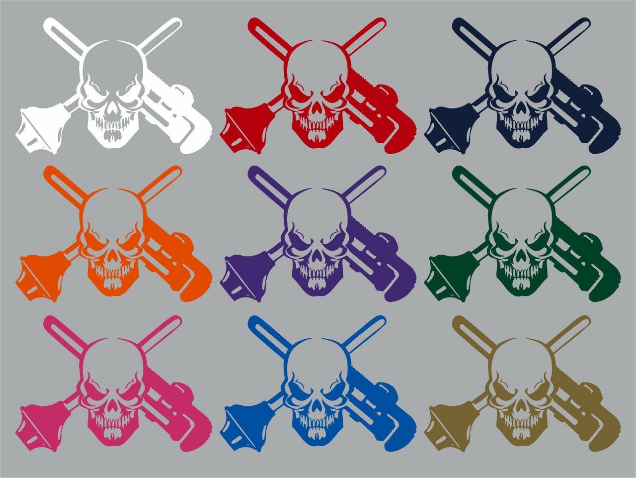 Skull Plumber Plunger Pipe Wrench Car Truck Window Laptop Vinyl Decal ...