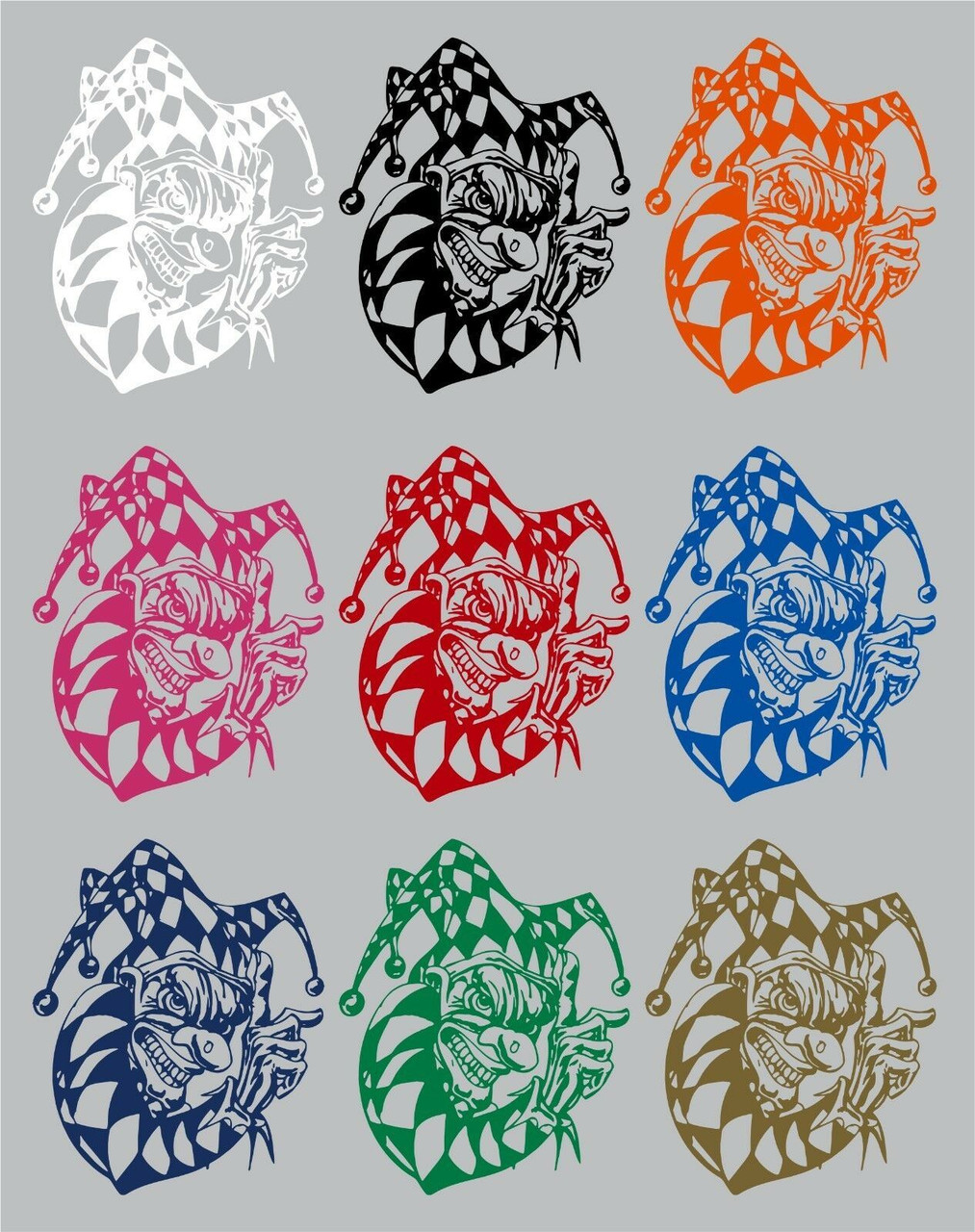 Clown Evil Jester Joker Fool Car Truck Window Laptop Vinyl Decal Sticker