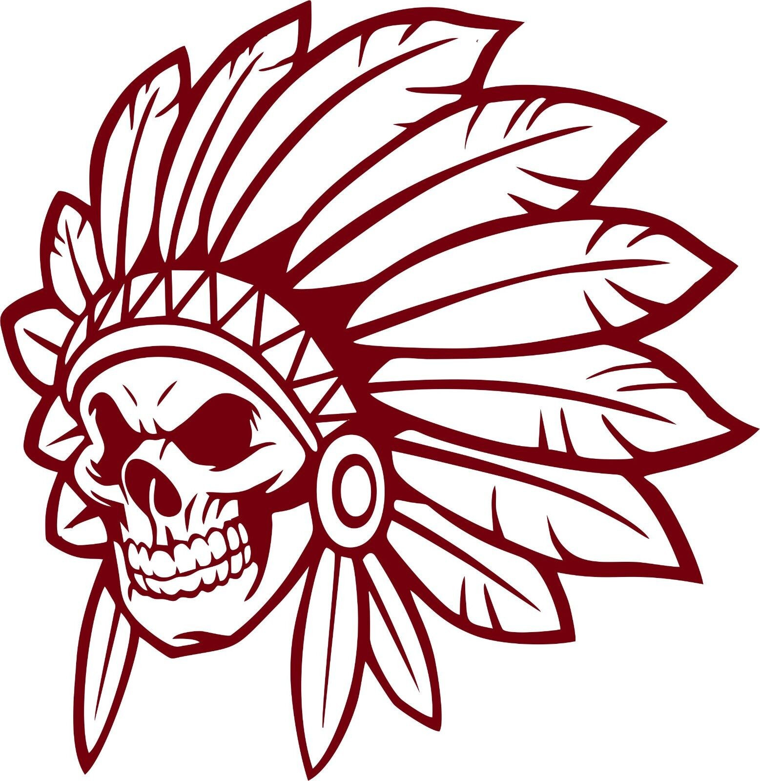 Native Indian Skull Face Skeleton Headdress Car Truck Window Vinyl ...