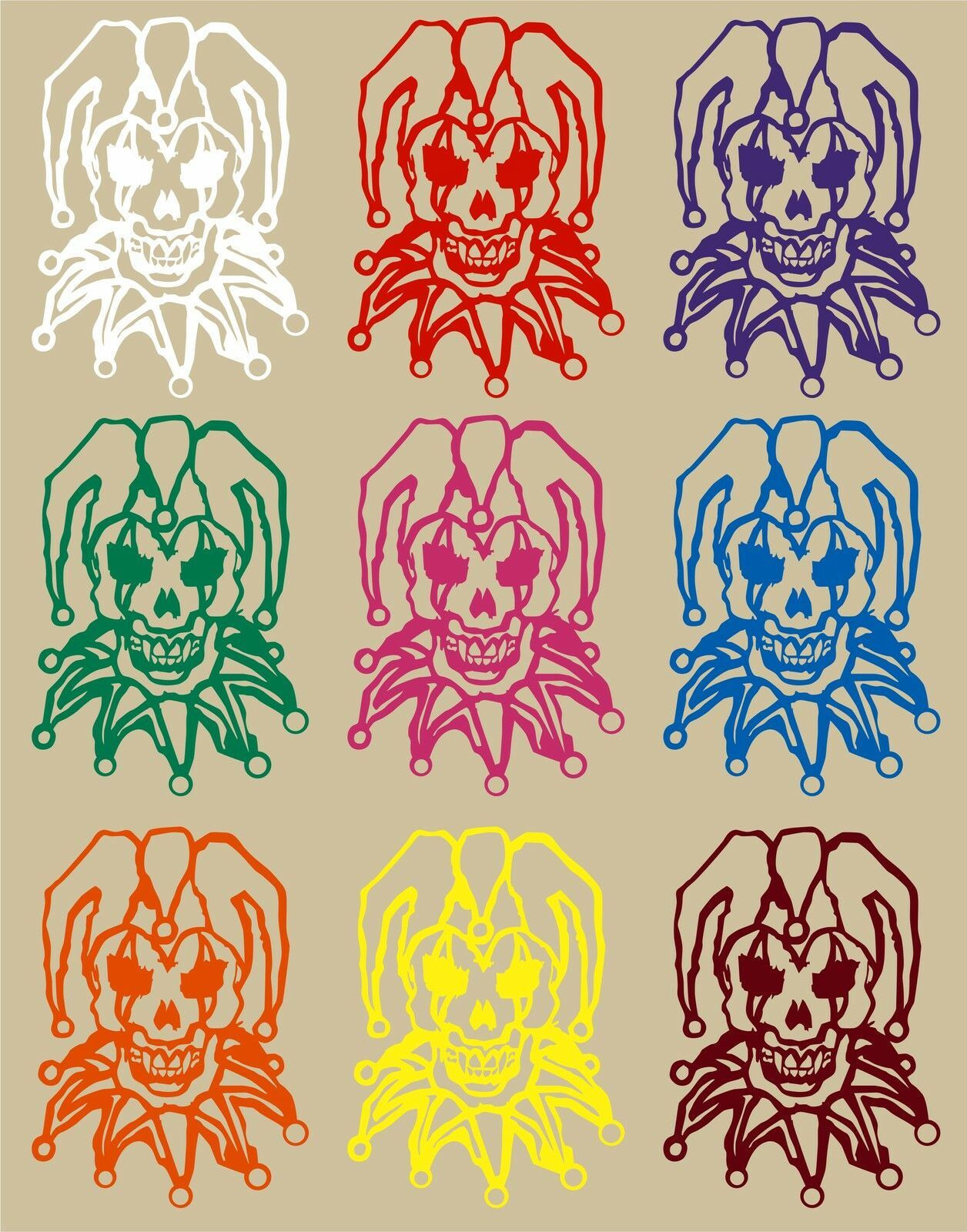 Jester Clown Skull Motorcycle Biker Car Truck Window Vinyl Decal Sticker