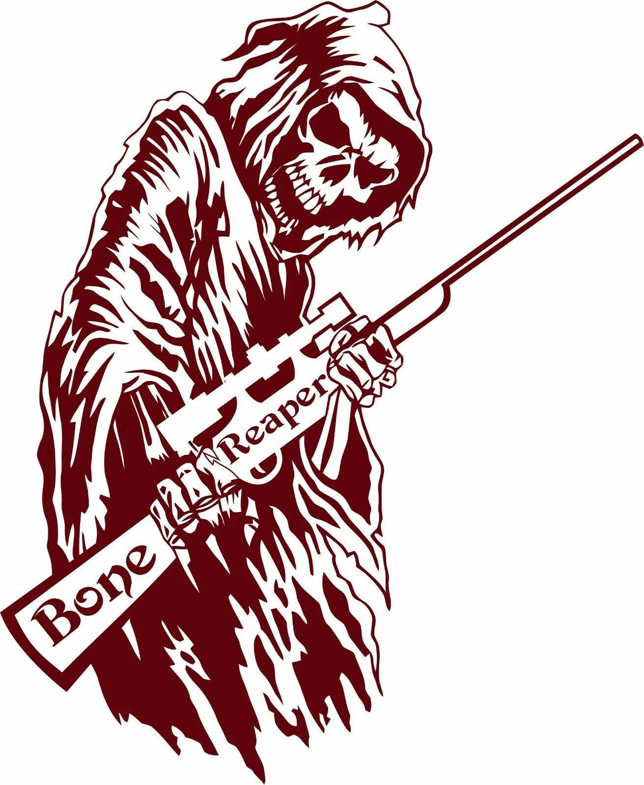 Grim Reaper With Gun Stencil Grim Reaper Scythe Car Sticker, Universal