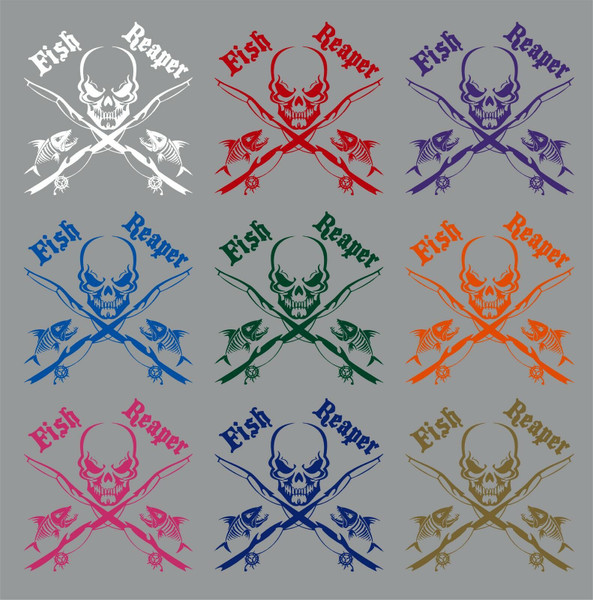 Fish Reaper Skull Fishing Rod Car Boat Truck Window Vinyl Decal Graphic ...