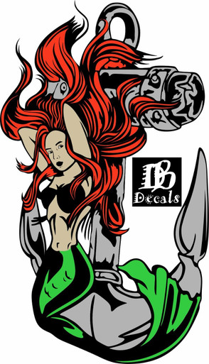 Mermaid Sexy Girl Ship Anchor Siren Car Boat Truck Window Vinyl Decal ...