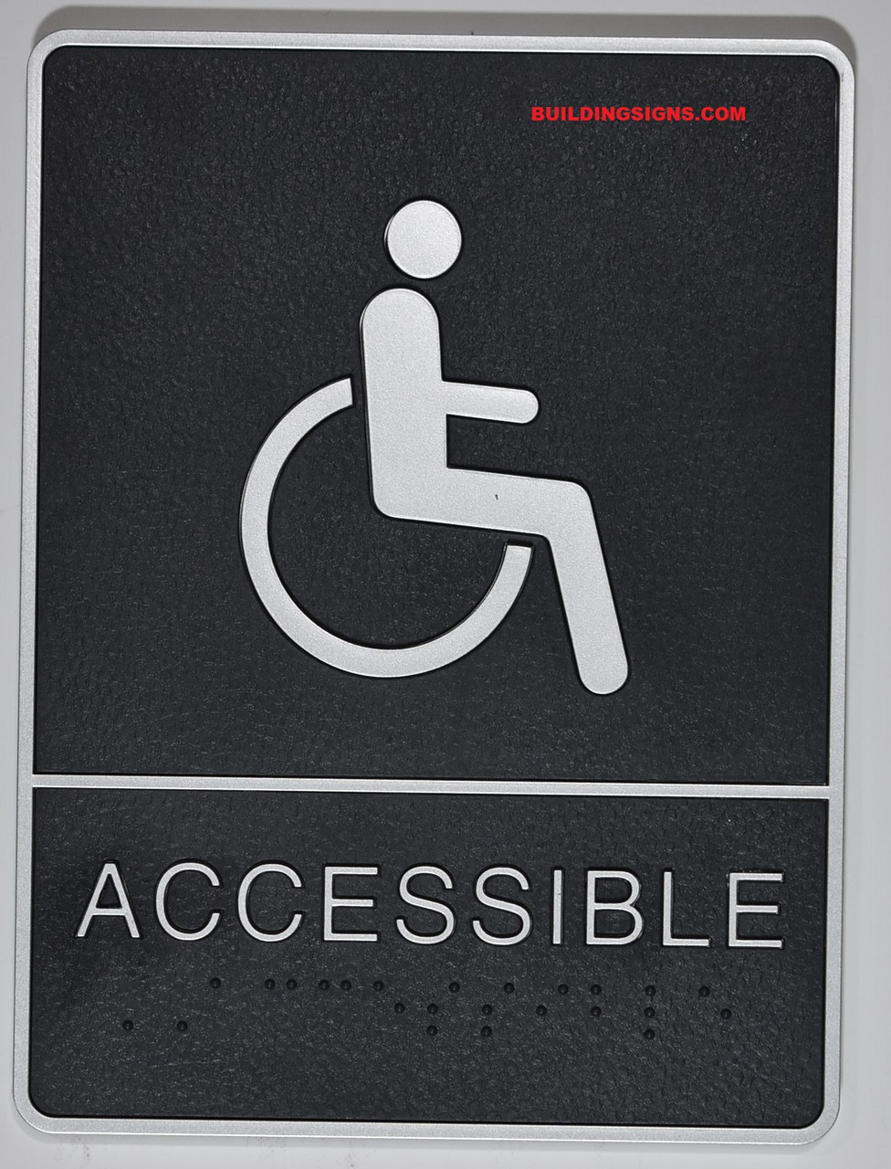 ACCESSIBLE Sign- BLACK- BRAILLE (PLASTIC SIGNS 9X6)- The Leather ...