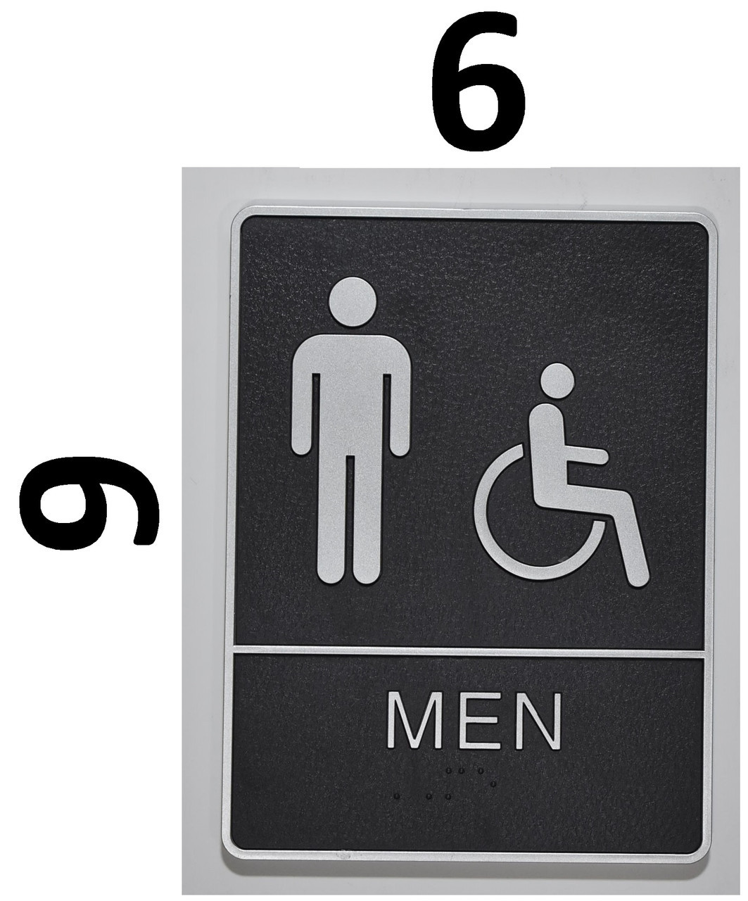 MEN ACCESSIBLE Restroom Sign- BLACK- BRAILLE (PLASTIC SIGNS 9X6)- The ...