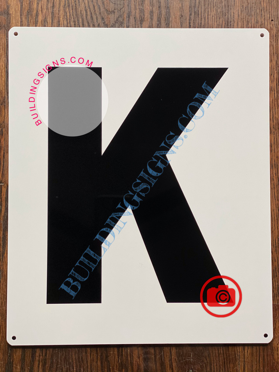 LETTER K SIGN - WHITE (ALUMINUM SIGNS 12x10)- Parking LOT Number Sign