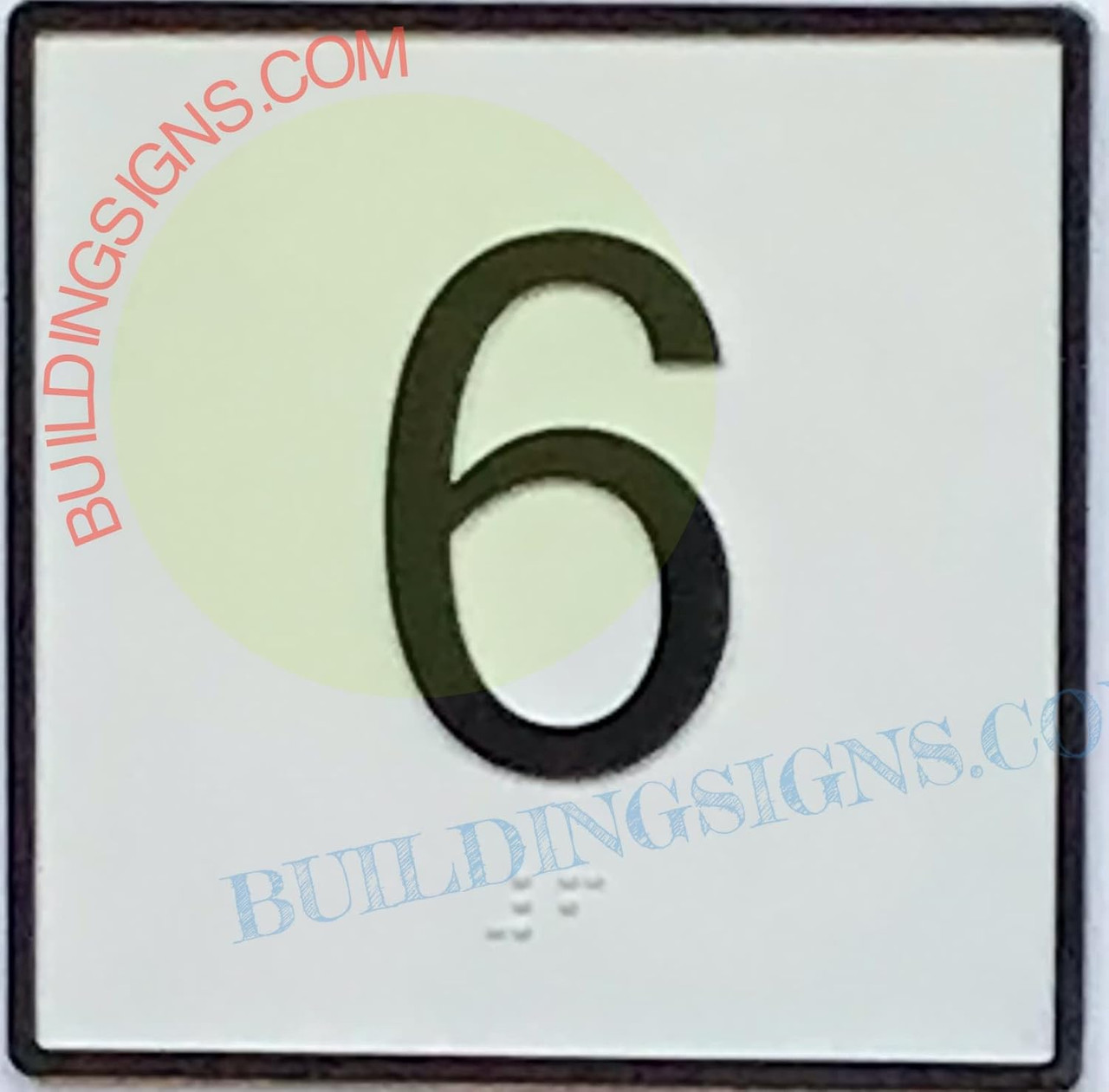 Elevator Floor Number 6 Sign- Elevator JAMB Plate Floor 6 Sign (White ...