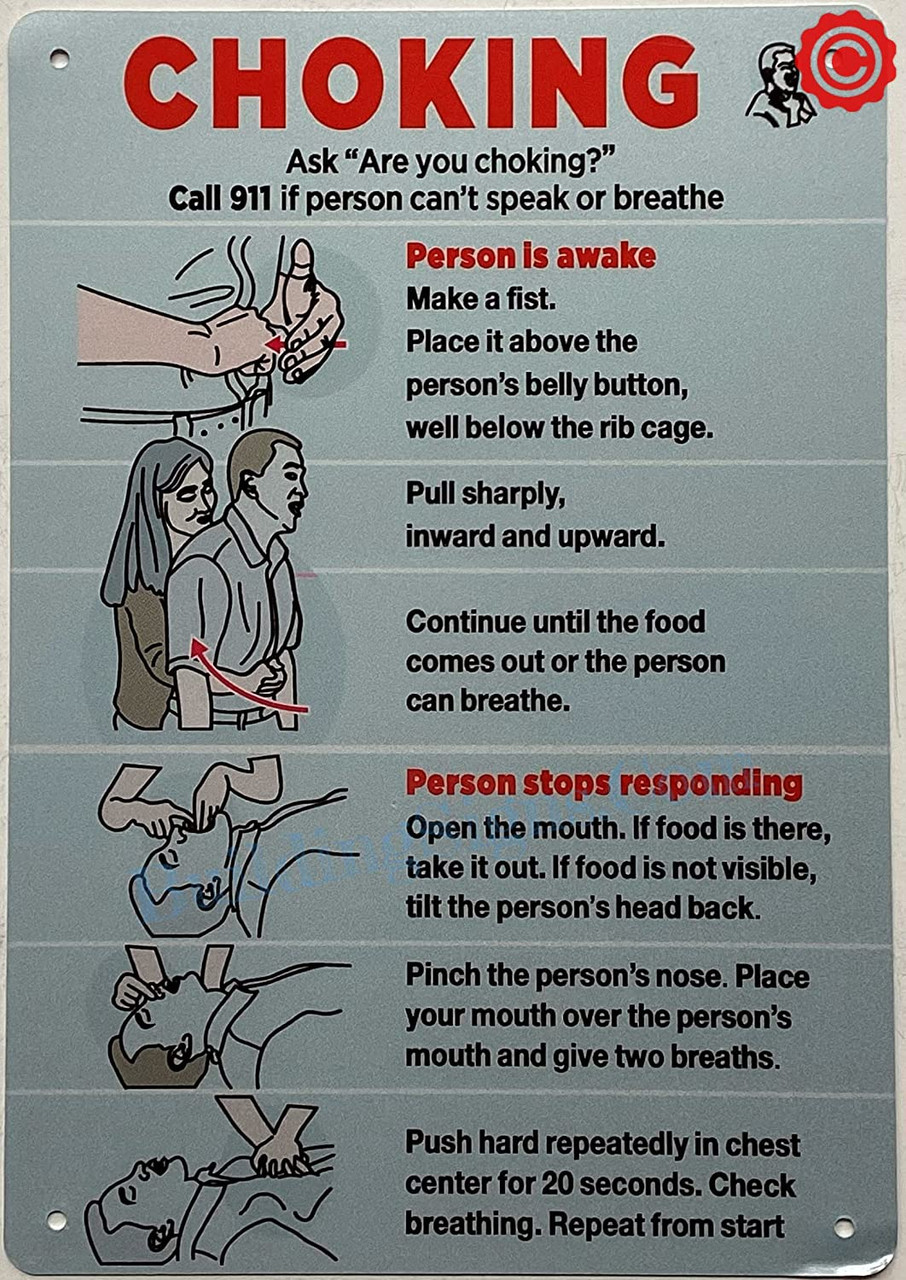 CHOKING POSTER SIGN- Restaurant choking sign (ALUMINIUM, REFLECTIVE ...